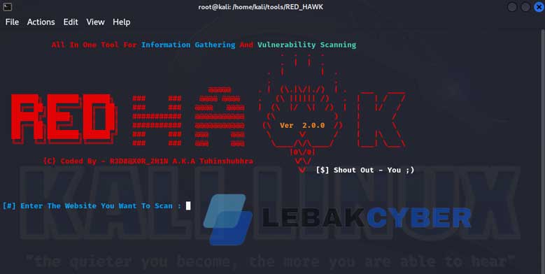 Cara Menggunakan Tools RedHawk - Kali Linux - Lebak Cyber